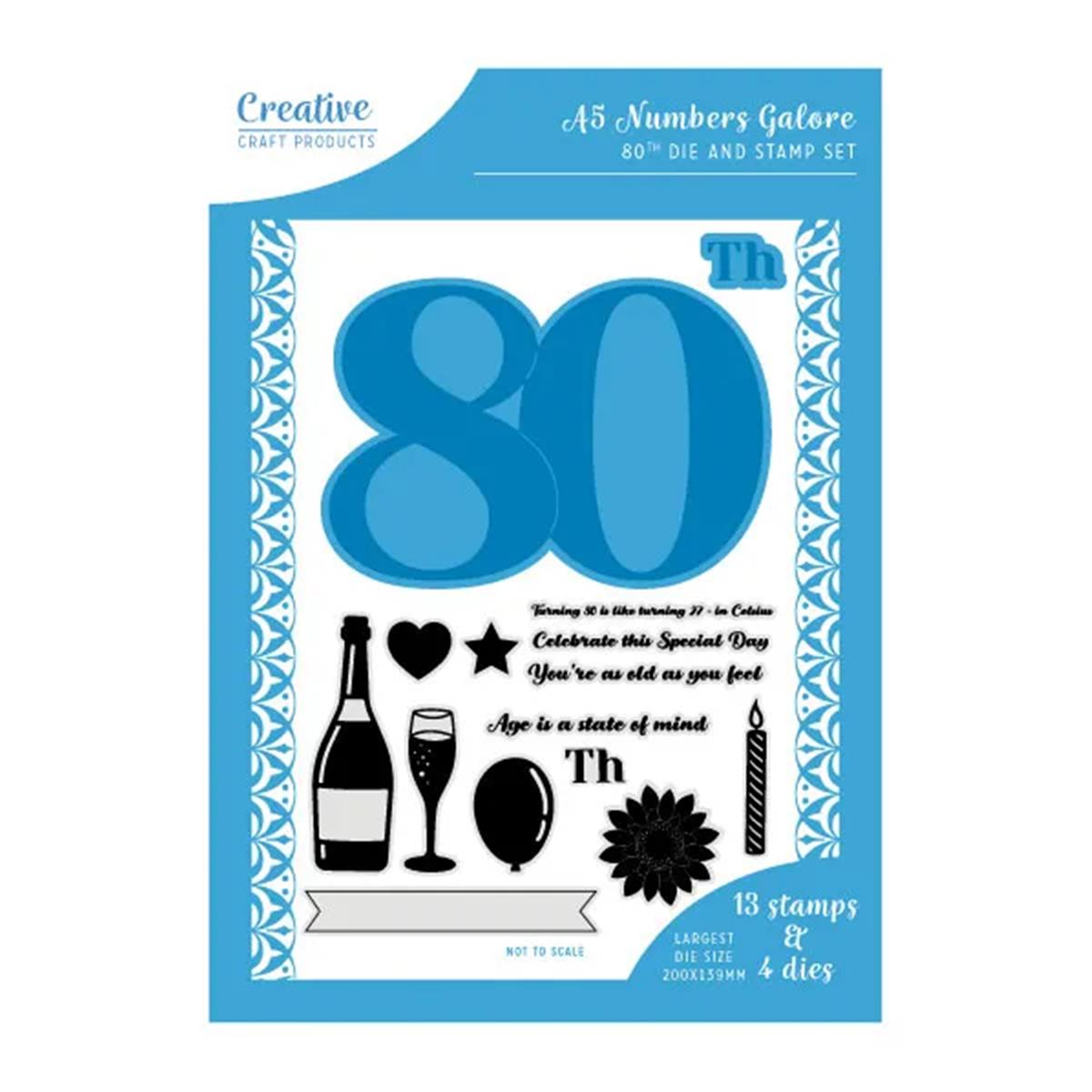 Creative Craft Products Die & Clear Stamp Set A5 Numbers Galore 80th ...