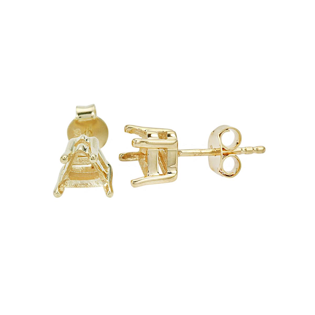 Gold Plated 925 Sterling Silver Triangle Earring Mounts (To fit 5.50mm ...