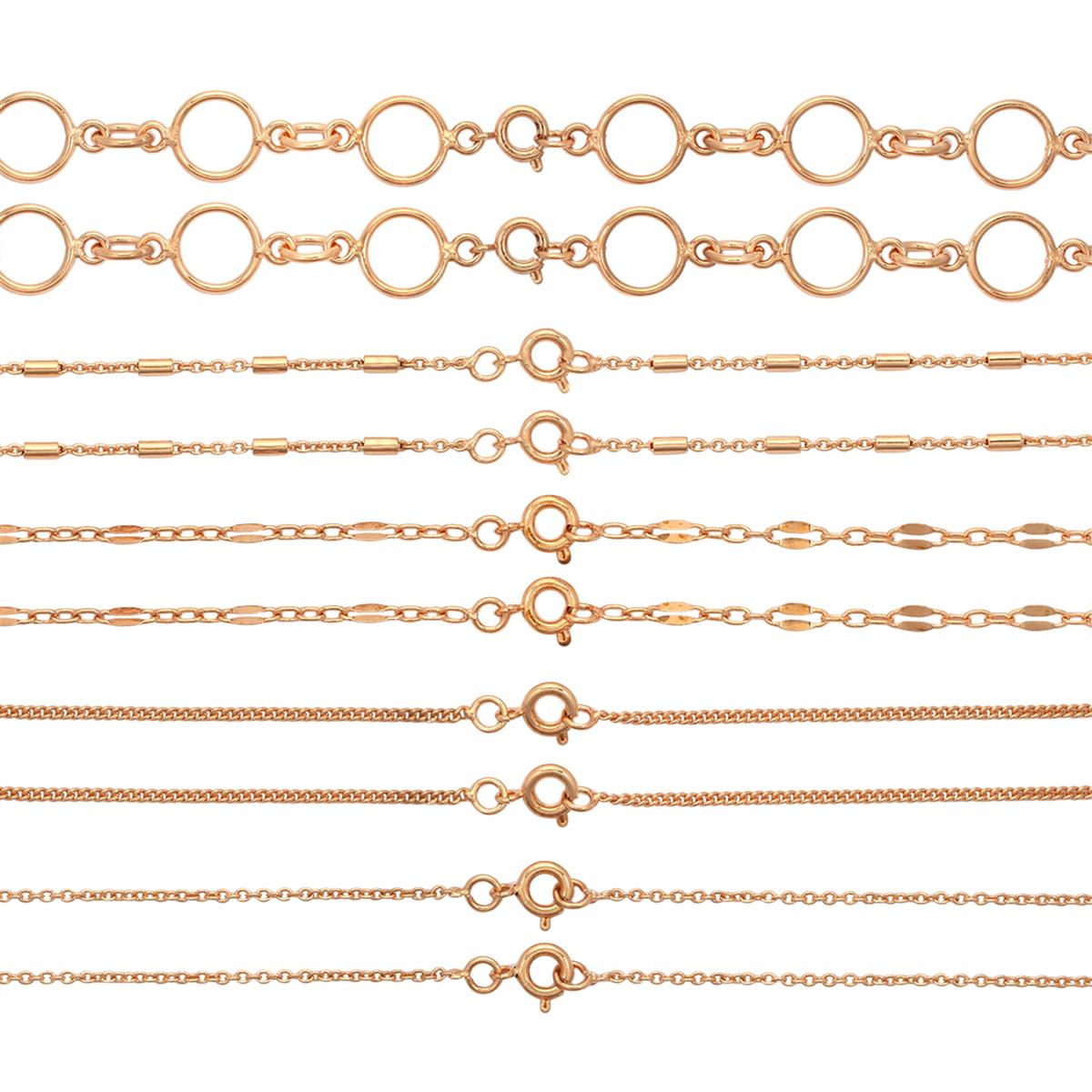 18 Rose Gold Silver Plated Base Metal Chain Bundle Tube, Curb, Cable ...