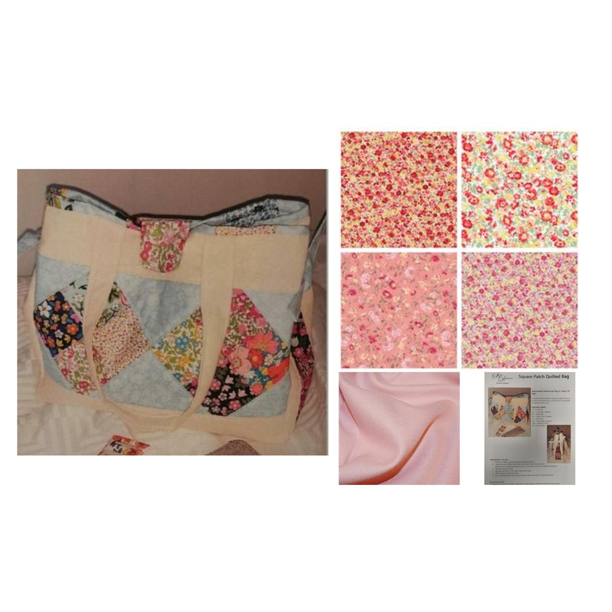 Suzie Duncan's Pink Patchwork Bag Kit: Instructions, Fabric (0.5m) & FQ's (4pcs) | SewingStreet