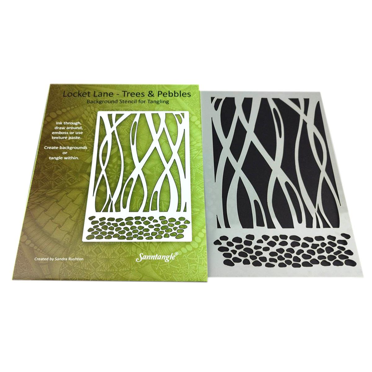 Locket Lane background stencil - trees and pebbles | HobbyMaker