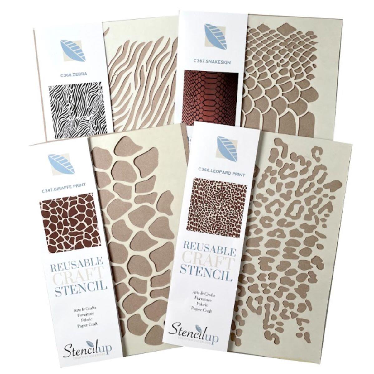 Stencil Up Animal Print Bundle - Set of 4 Stencils inc; Giraffe ...