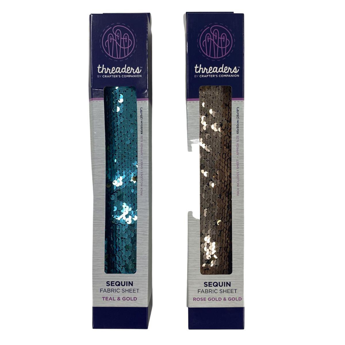 Threaders - Sequin Fabric Twin Pack: Teal & Gold & Rose-Gold & Gold ...