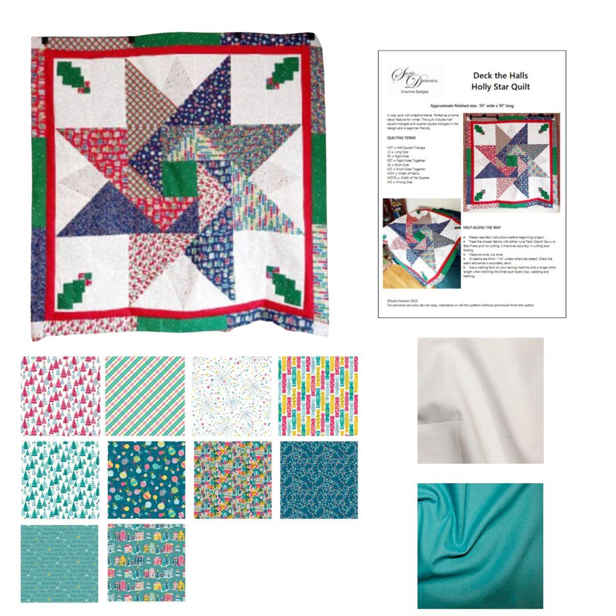 Liberty Deck the Halls Polar Magic Star Quilt Kit: Instructions, Fabric ...