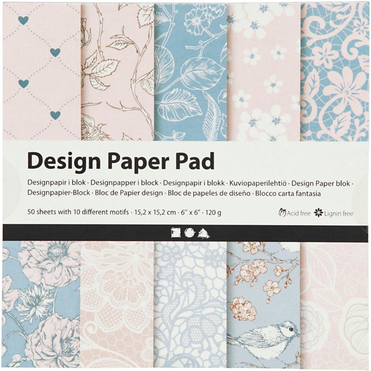 Design Paper Pad, rose, 120 g, 50 sheet/ 1 pack | HobbyMaker