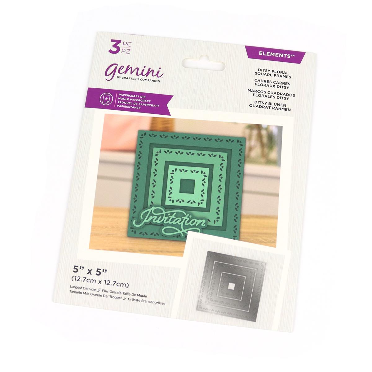 Gemini-Metal die- Elements-Ditsy Floral Square Frames - 3PC | HobbyMaker