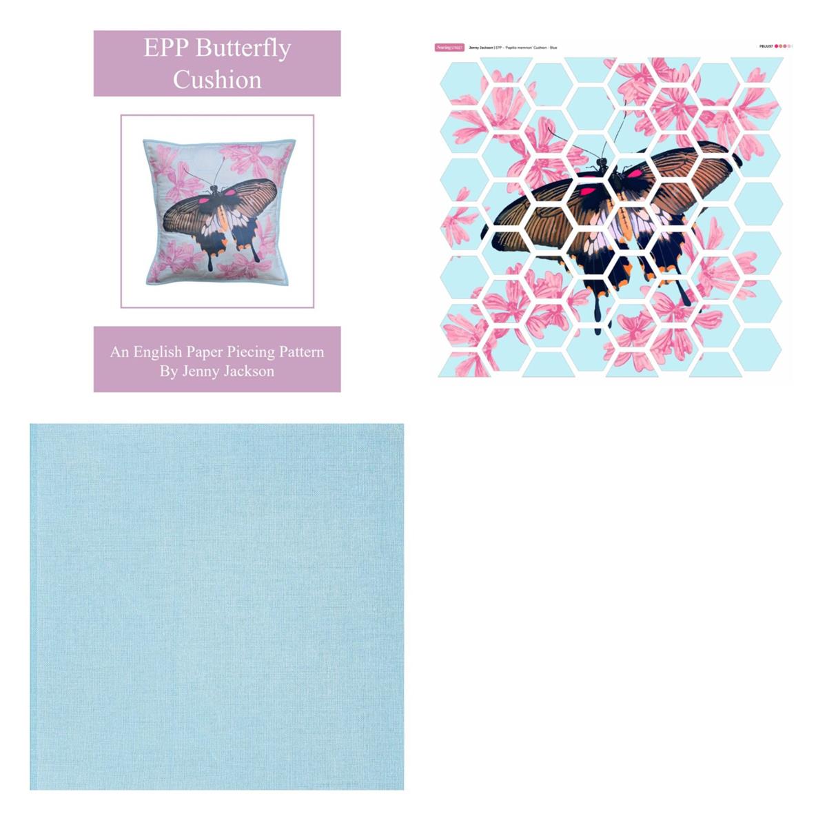 Jenny Jackson EPP Blue Butterfly Cushion Kit: Pattern, Paper Pieces ...