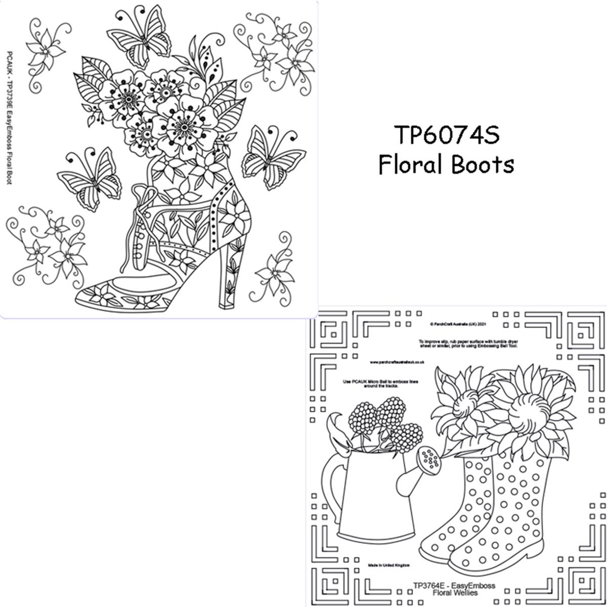 ParchCraft Australia (UK) - Floral Boots, 2 Large Embossing Templates ...