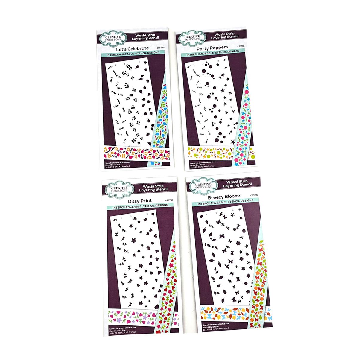 NEW Creative Expressions Washi Strip Layering Stencils - Set of 4 | HobbyMaker