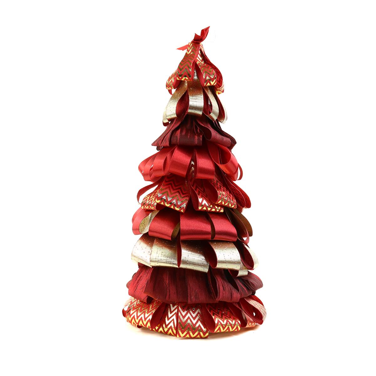 Ribbonly Red Red Robin Ribbon Tree Kit; 4 x Ribbons, 1 x Foam Cone, 1 x ...