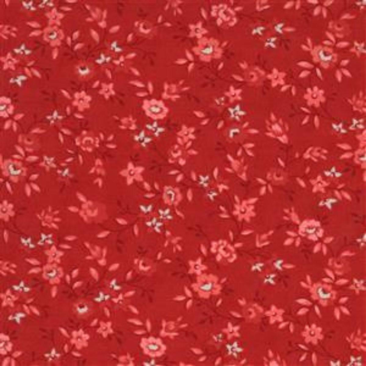 Moda Roselyn in Deep Red Floral Fabric FQ | SewingStreet