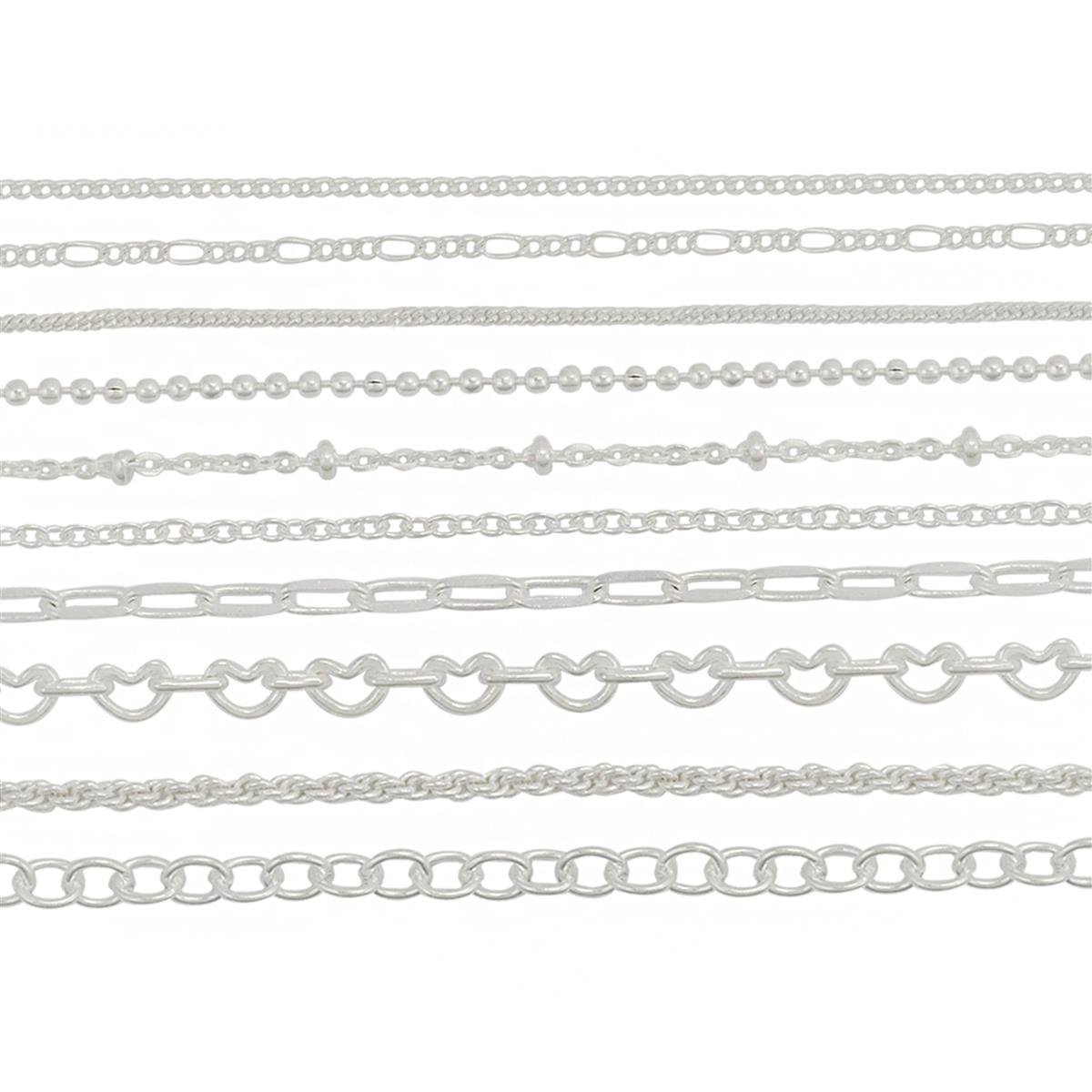 Silver Plated Base Metal Chain Bundle unfinished, Approx 18inches 10pcs ...