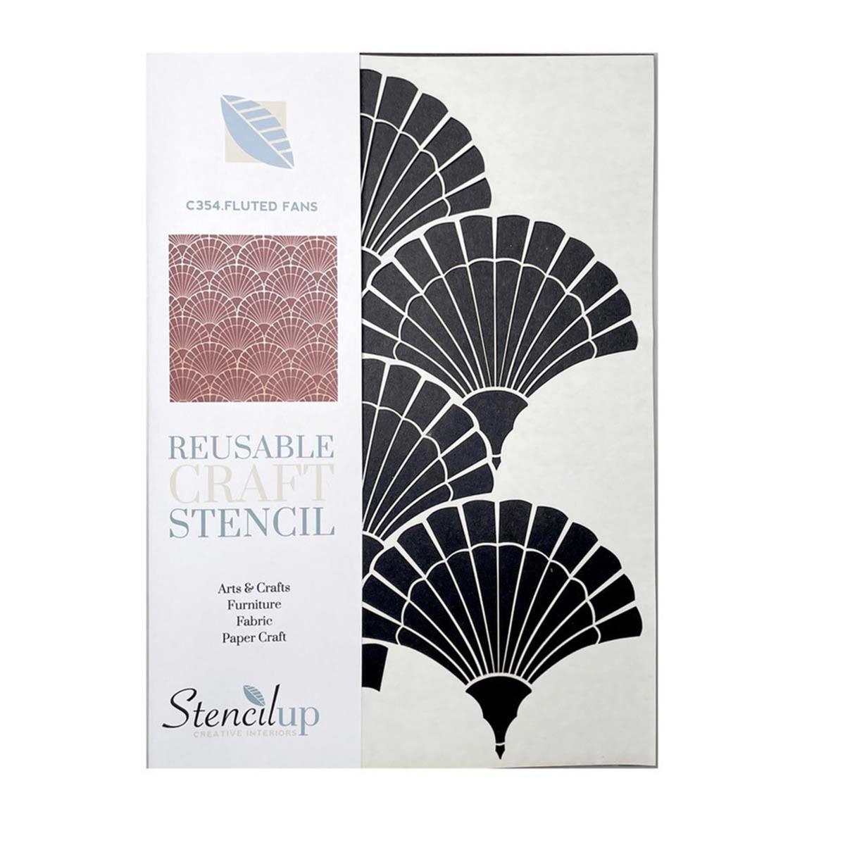 Stencil Up Fluted Fans Art Deco repeating adhesive-backed stencil ...
