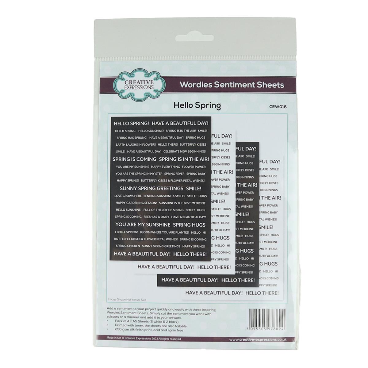Creative Expressions Wordies Sentiment Sheets - Hello Spring Pk 4 6 in ...