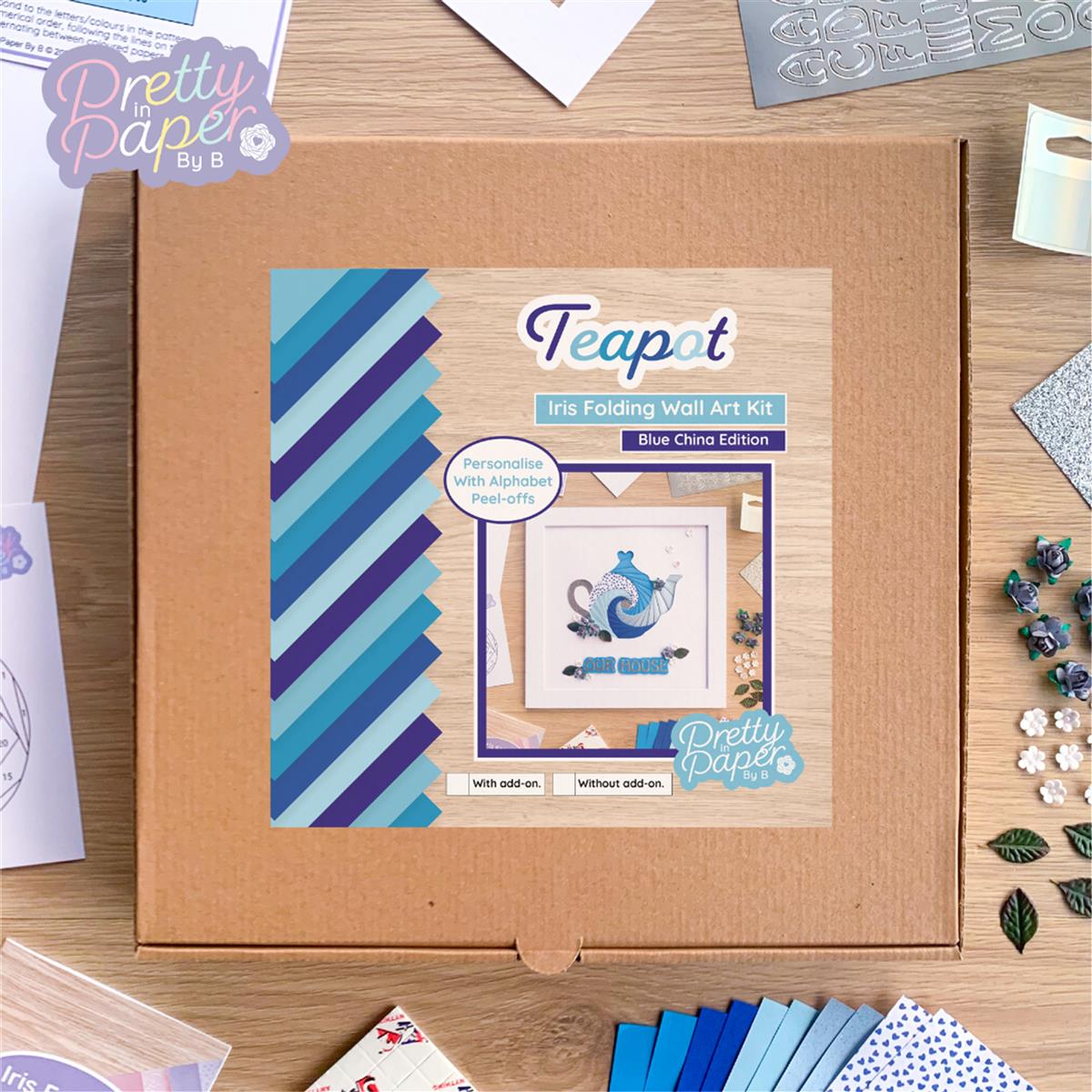 Tea Pot Wall Art Craft Kit - China Blue | Intermediate Iris Folding Kit ...