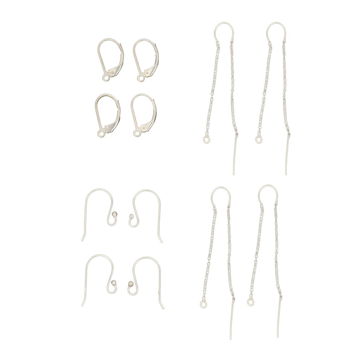 925 Sterling Silver Earring Findings, Threader Earrings 3, 16mm Lever ...