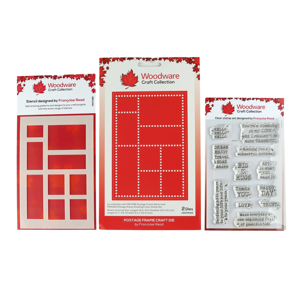 Woodware Postage Stamp Greetings Set; Co-ordinating Stamp Set, Die Set ...