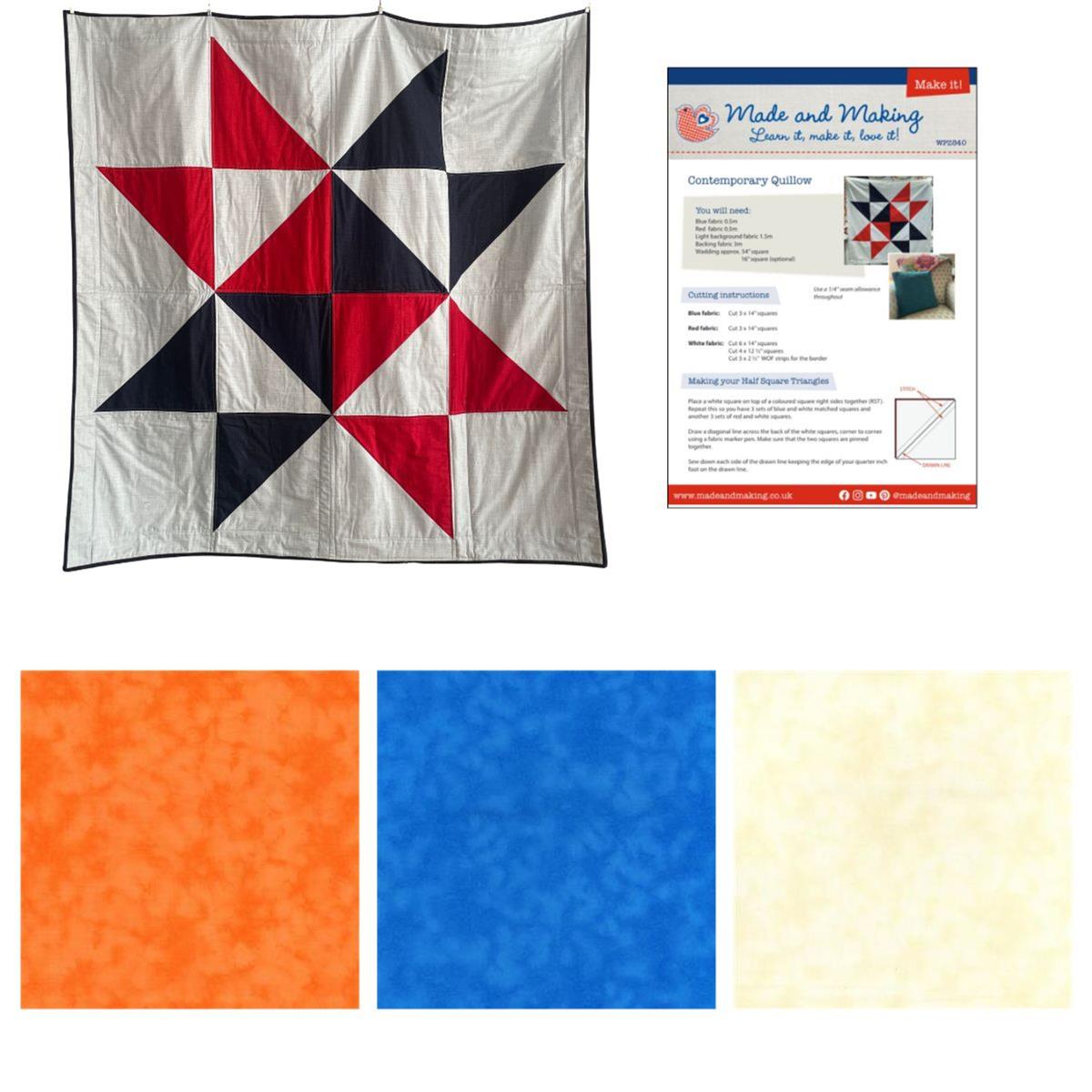 Made and Making Blue & Orange Contemporary Quillow Kit: Instructions ...