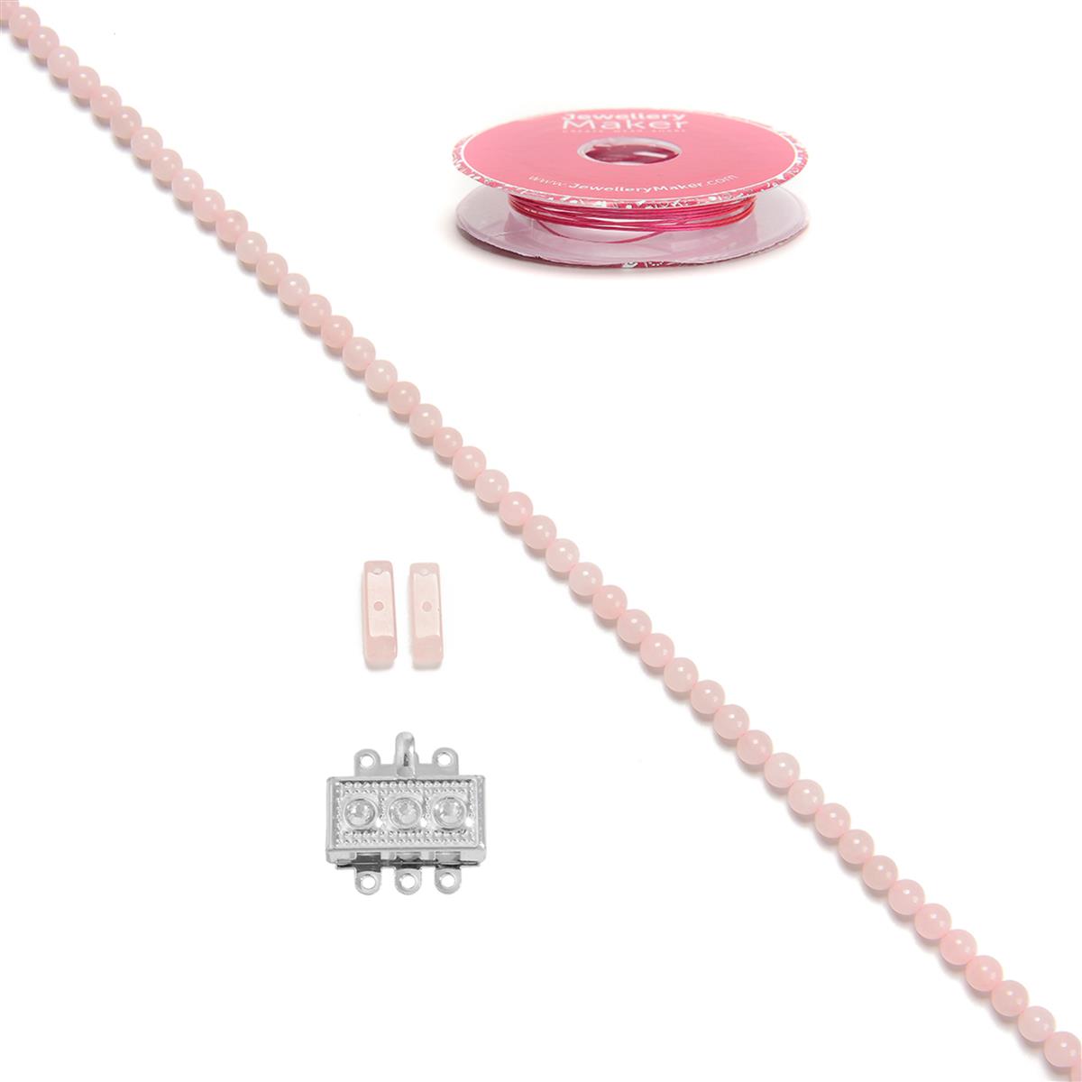 Three Strand Rose Quartz Spacer Bar Project With Instructions By Nicky ...