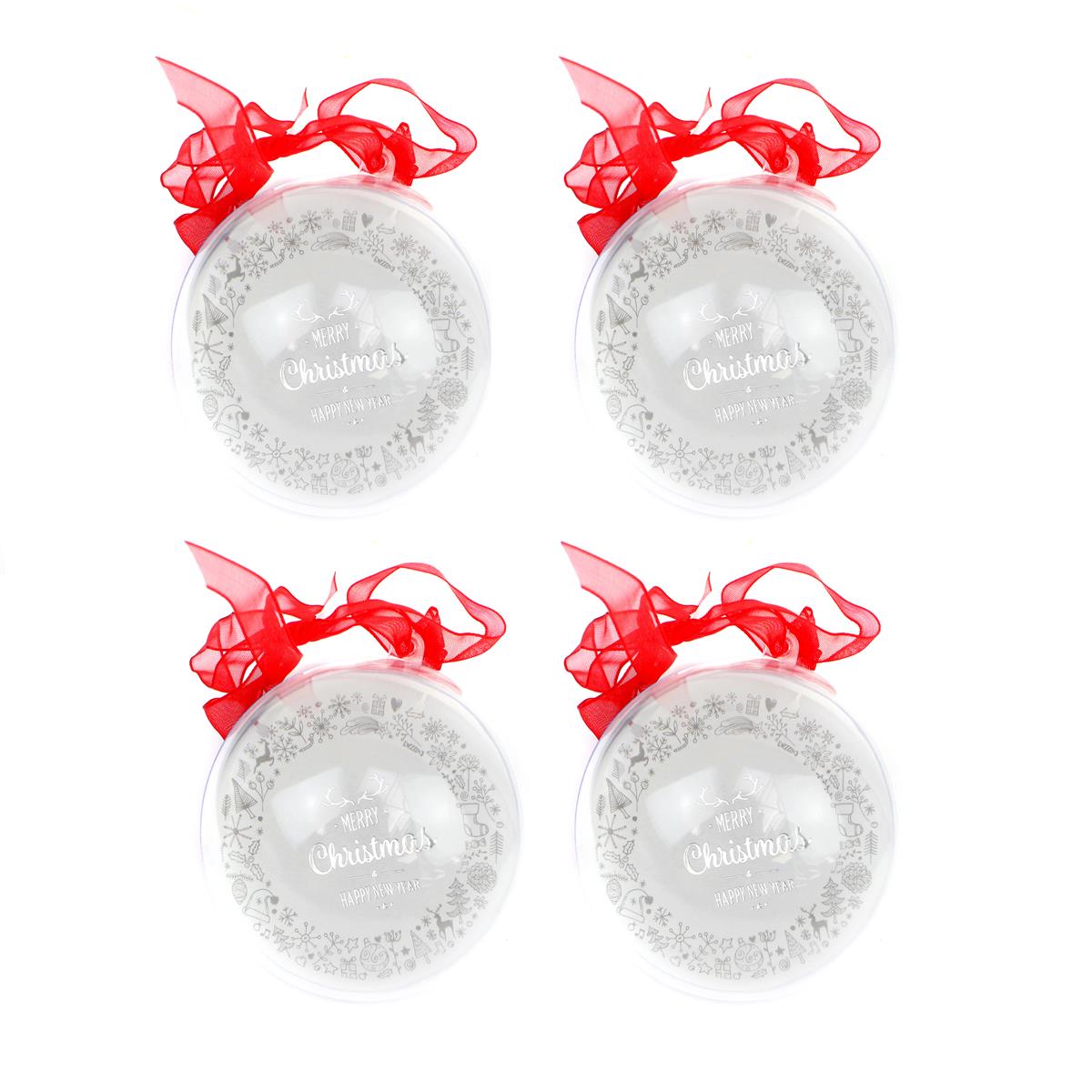 Round Acrylic Bauble With Card Insert Approx 8cm Diameter (4pk ...