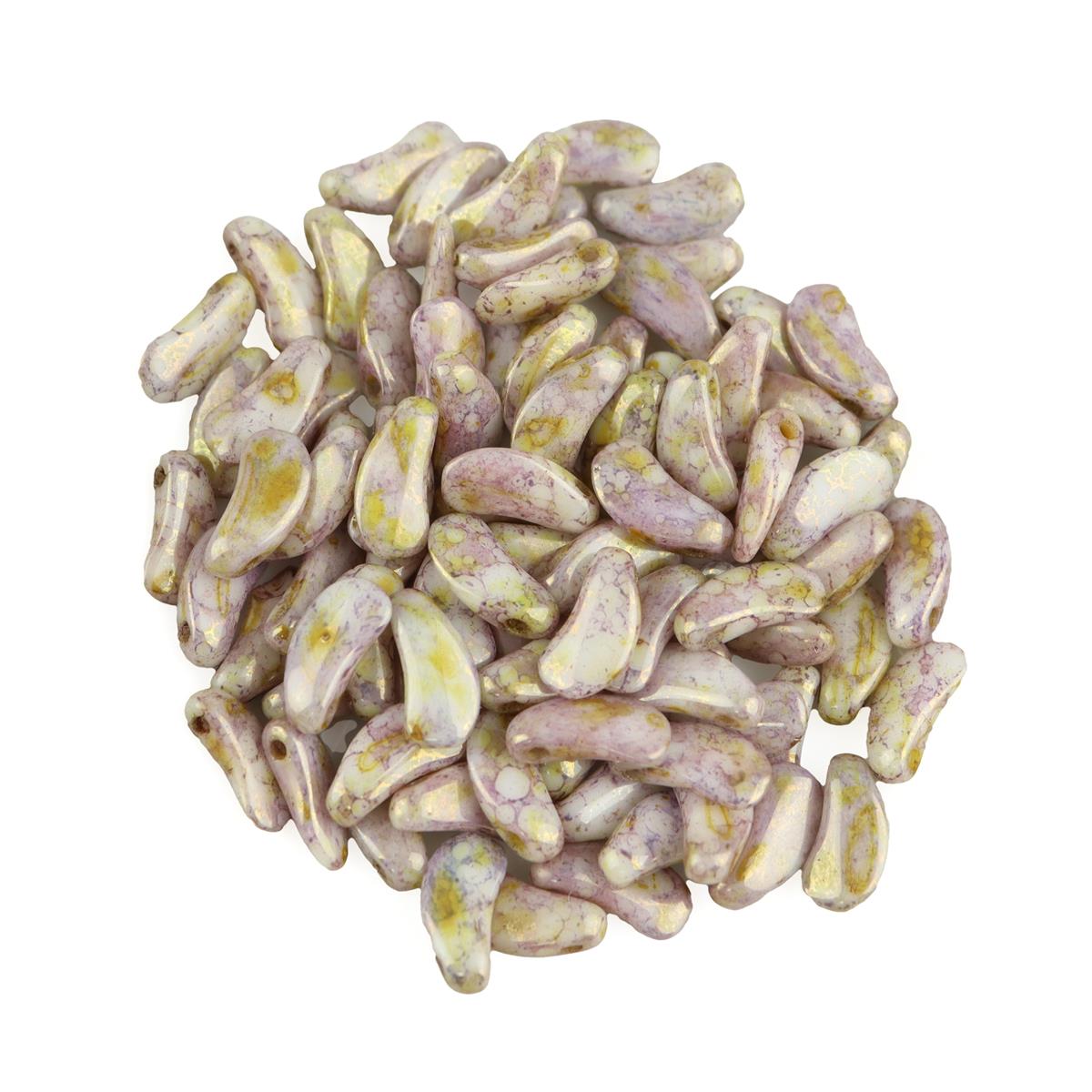 Flint Pendant Beads - Chalk White Lila Gold Lustre, 4x8mm (100pcs ...