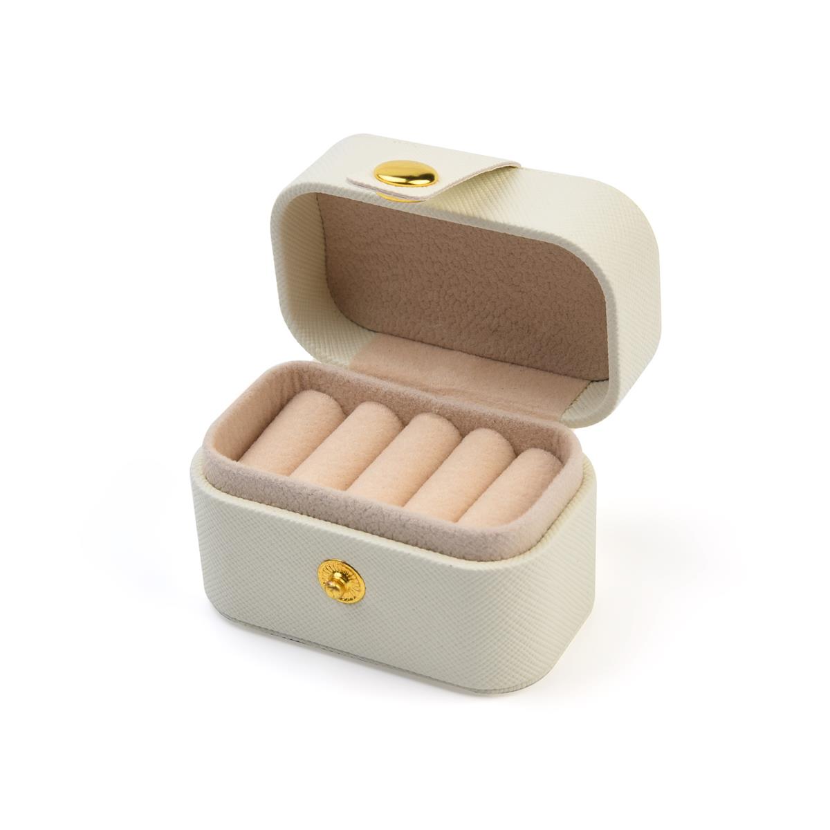 Cream Travel Ring Box, 6.5x3.9x4.7cm | JewelleryMaker