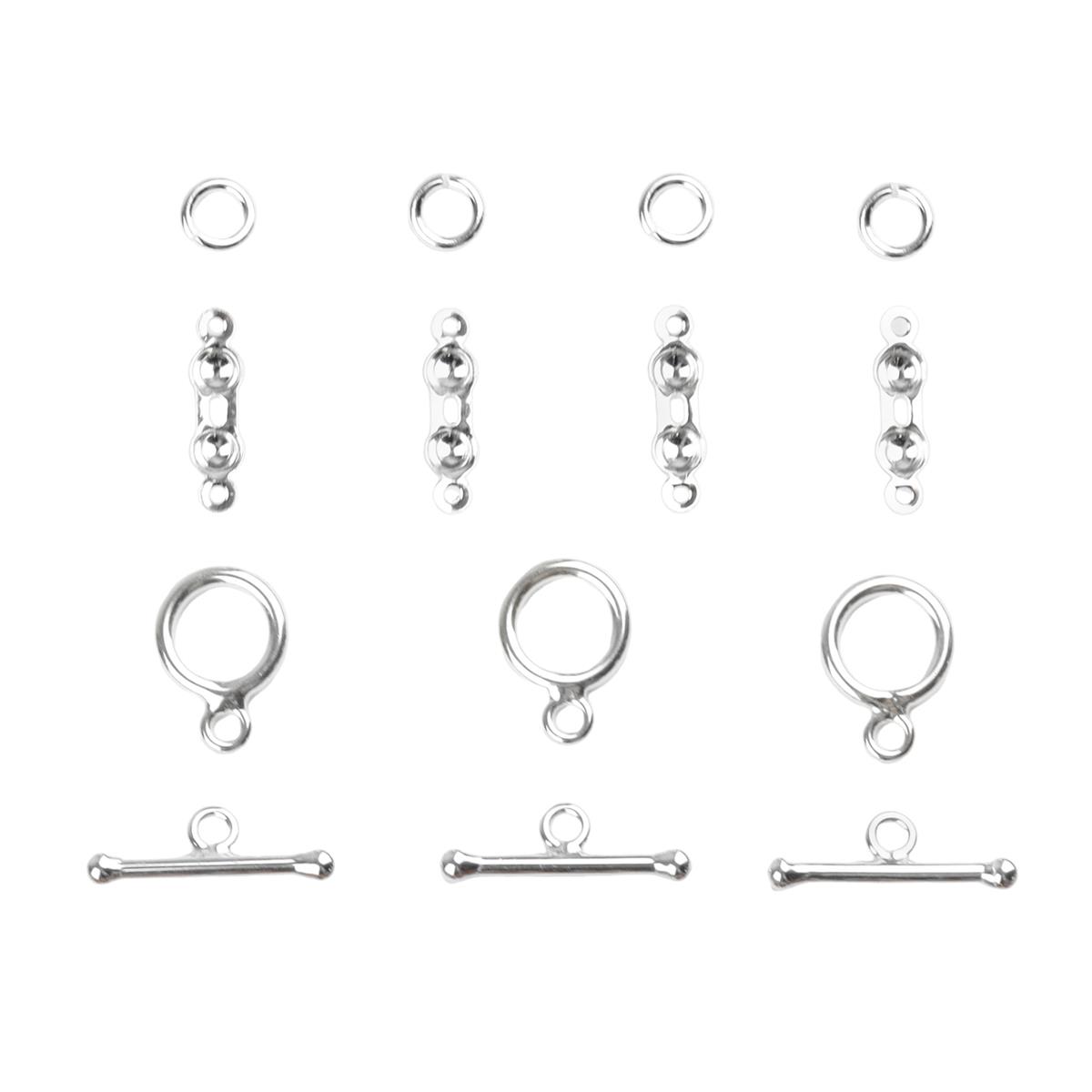 925 Sterling Silver Toggle Clasp Findings Pack, 11pcs | JewelleryMaker