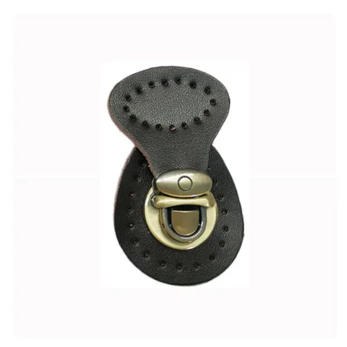 Black Sew on Leather Bag Fastening with Antique Brass Clasp (7cm x 4cm ...