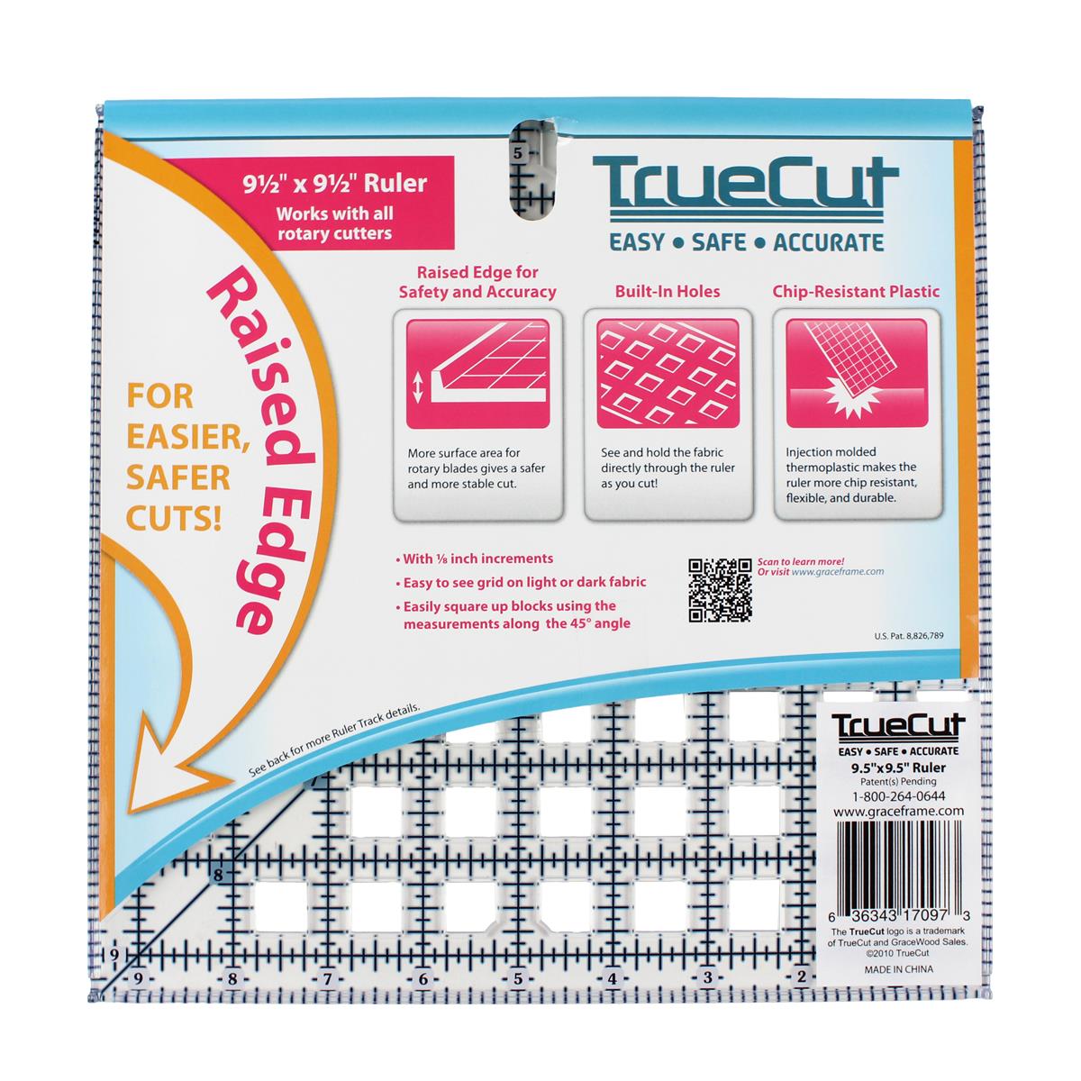 TrueCut Rotary Cutting Ruler 9.5” Square | SewingStreet