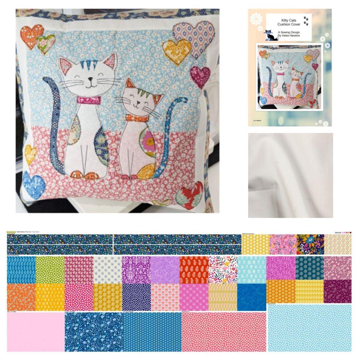 Helen Newton's Ditsy Kitty Kats Cushion Cover Kit: Instructions, Panel ...