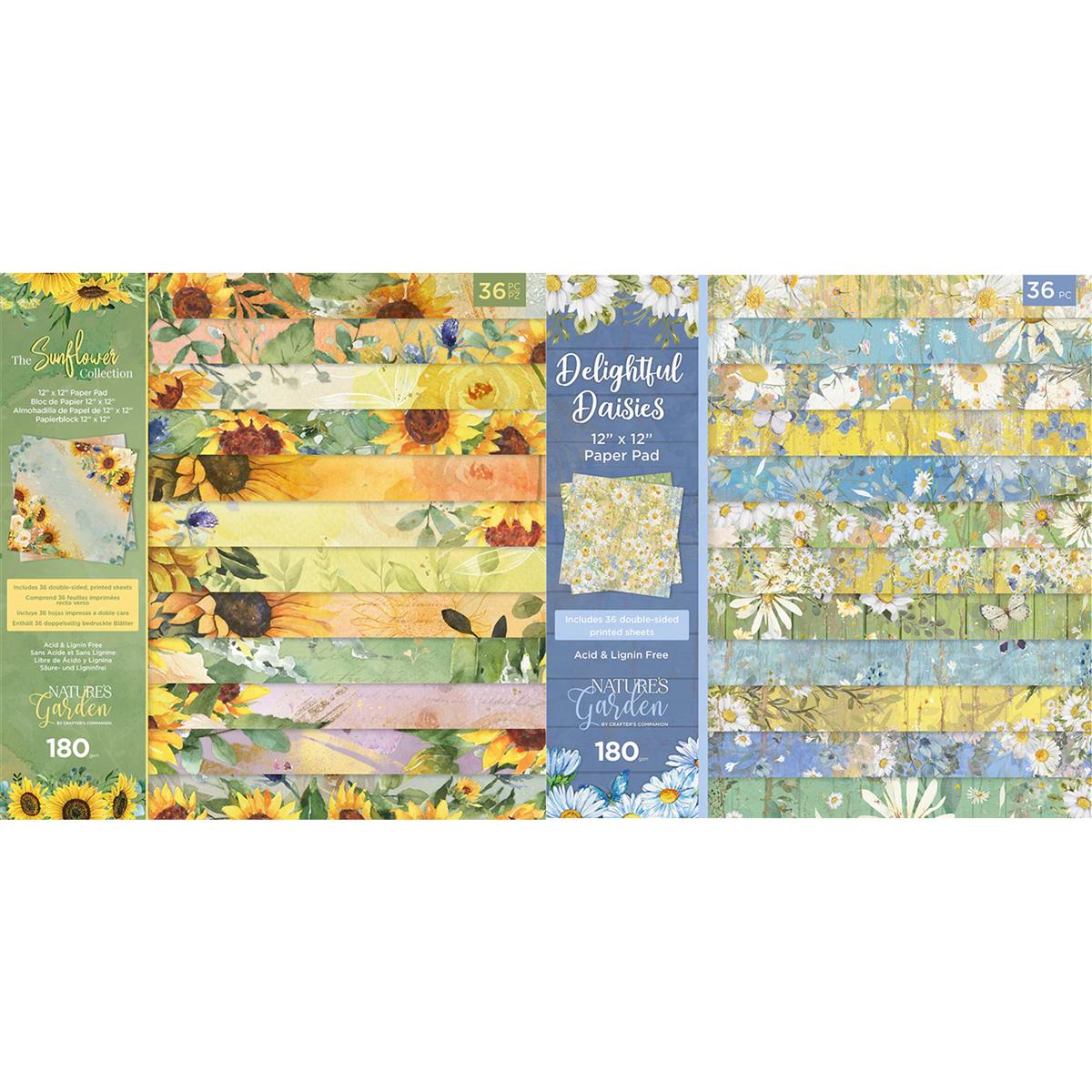 Natures Garden 12 x 12 Sunflower Paper Pad with Free Delightful Daisies ...
