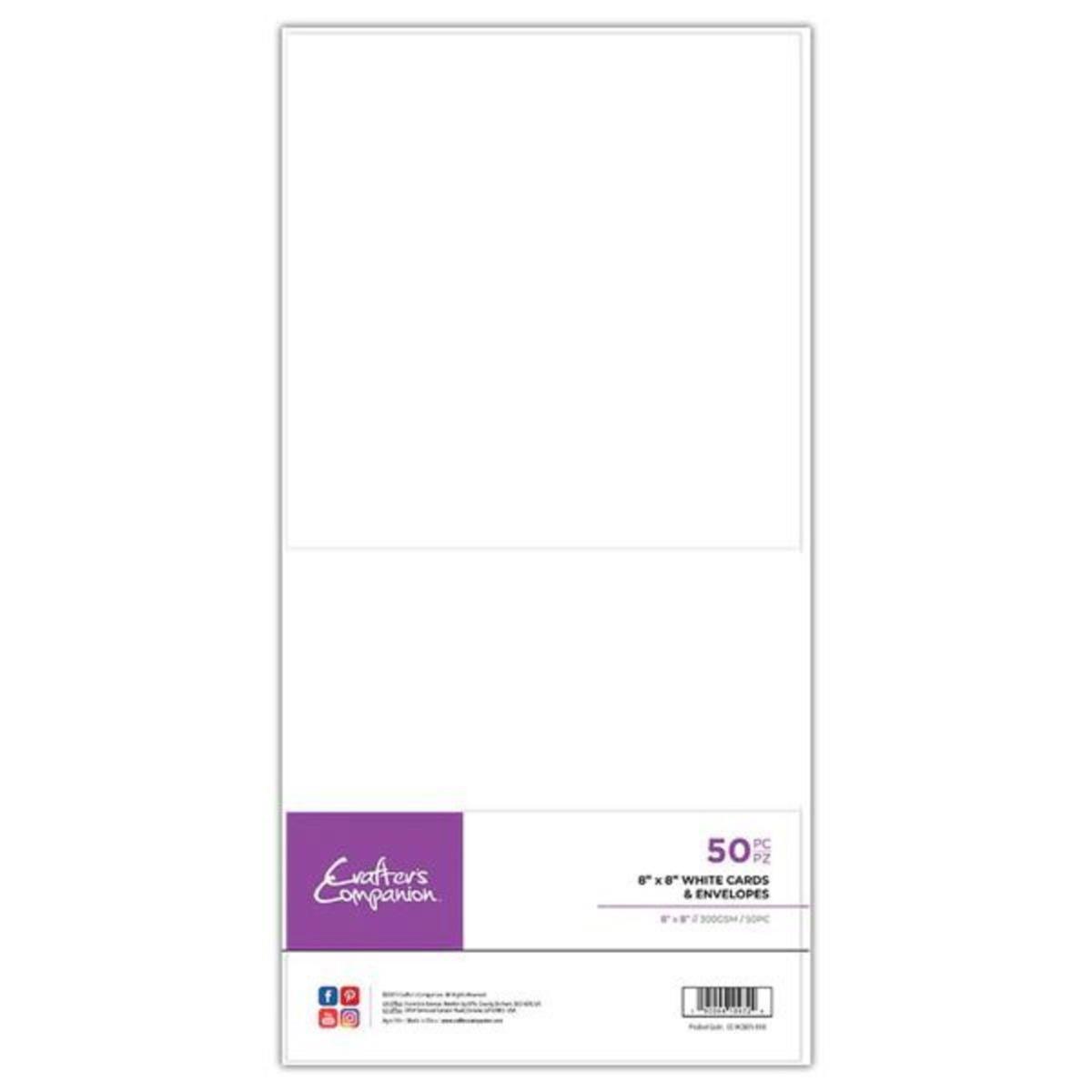 Crafter's Companion - 8x 8 White Card & Envelopes 50pc | HobbyMaker