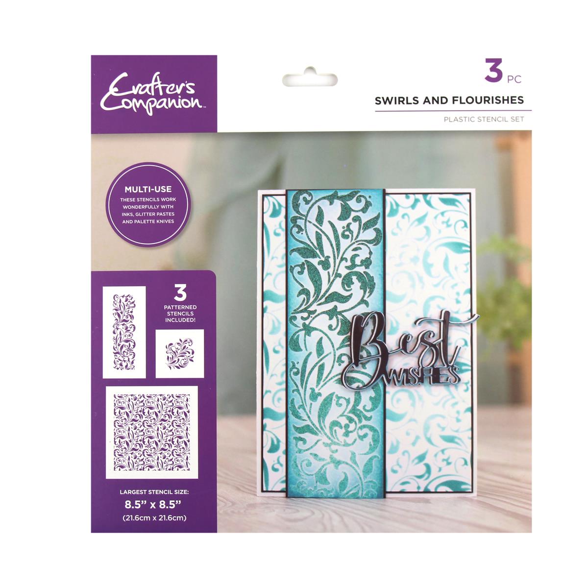 Crafters Companion Stencil Set - Swirls and Flourishes - 3PC | HobbyMaker