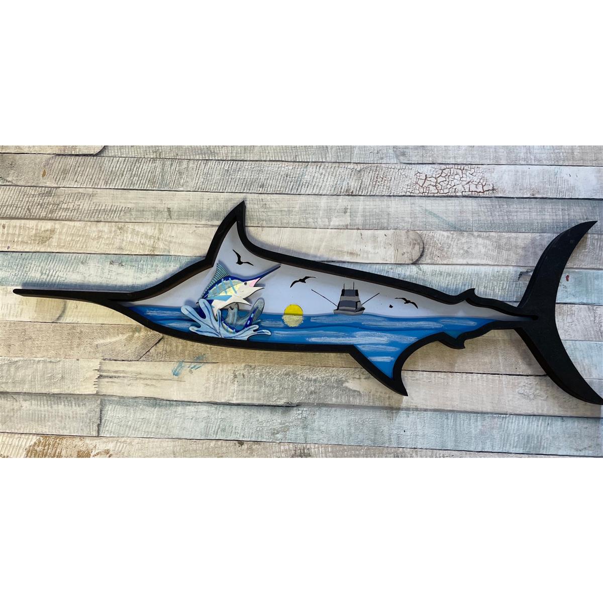 MDF layered Marlin, 4 layers of mdf - with amazing fishing detail ...