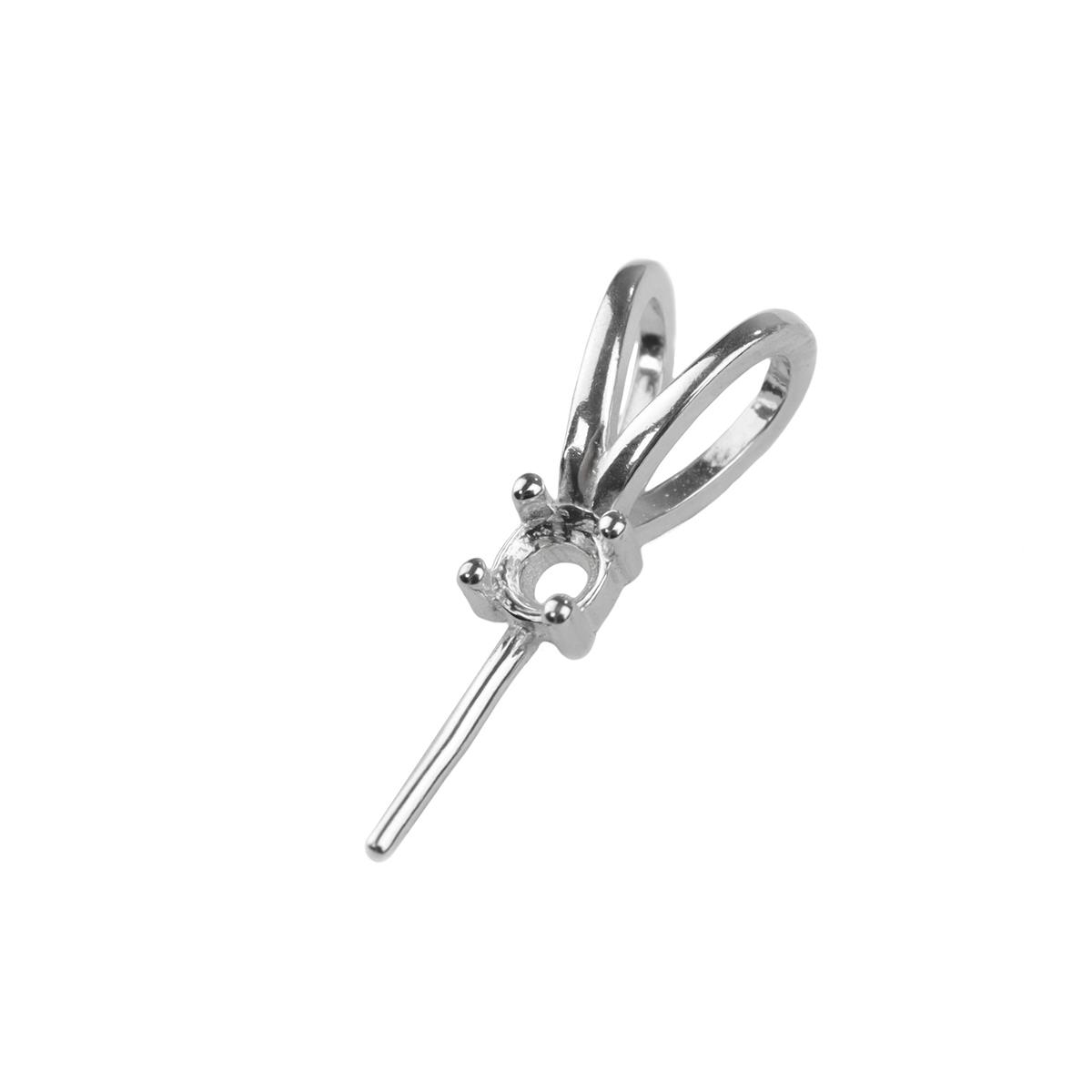 925 Sterling Silver Rabbit Bail with Peg with Snap Setting for 3mm ...