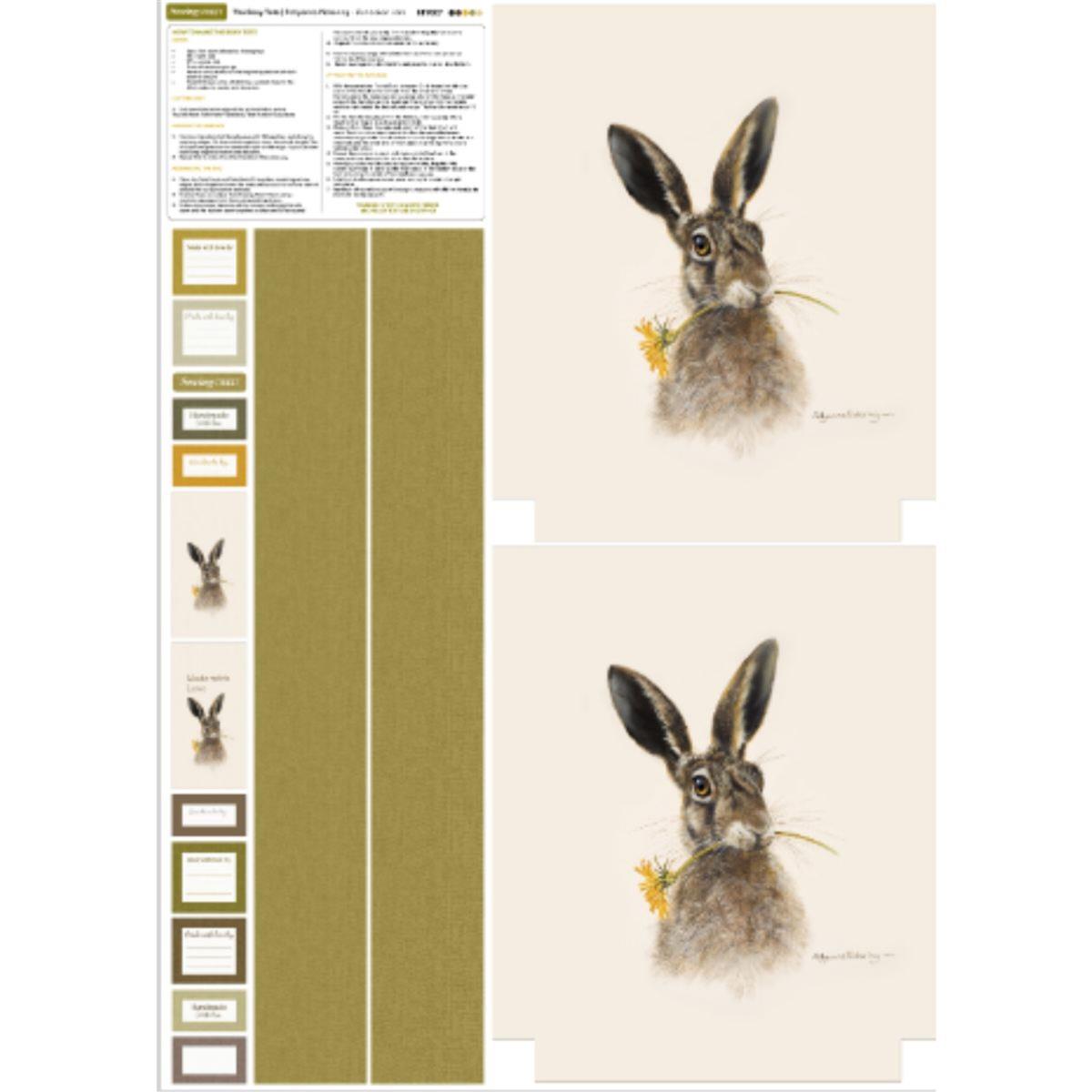 Pollyanna Pickering Dandelion Hare Tote Bag Fabric Panel (70 x 98cm ...