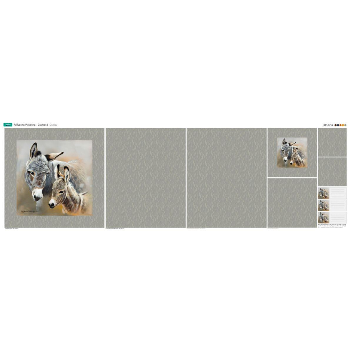 Pollyanna Pickering Donkey Cushion Fabric Panel (140 x 40cm) | SewingStreet