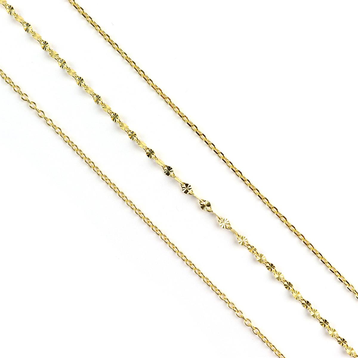 Gold Plated 925 Sterling Silver Chains, 3 Designs, 18inches ...