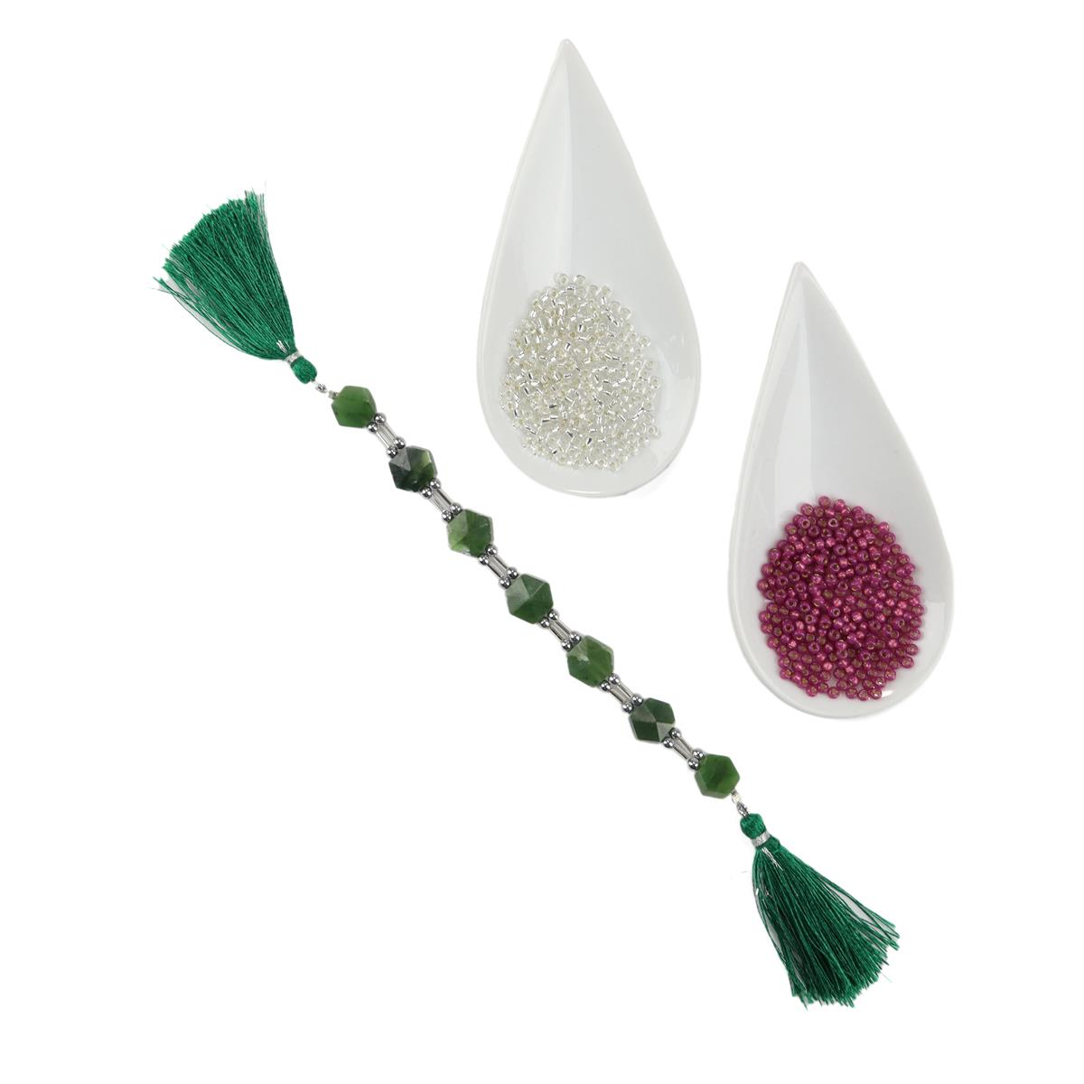 Nephrite Jade & Beads - Nephrite Jade Double Drill Hexagons, Miyuki 8/0 ...