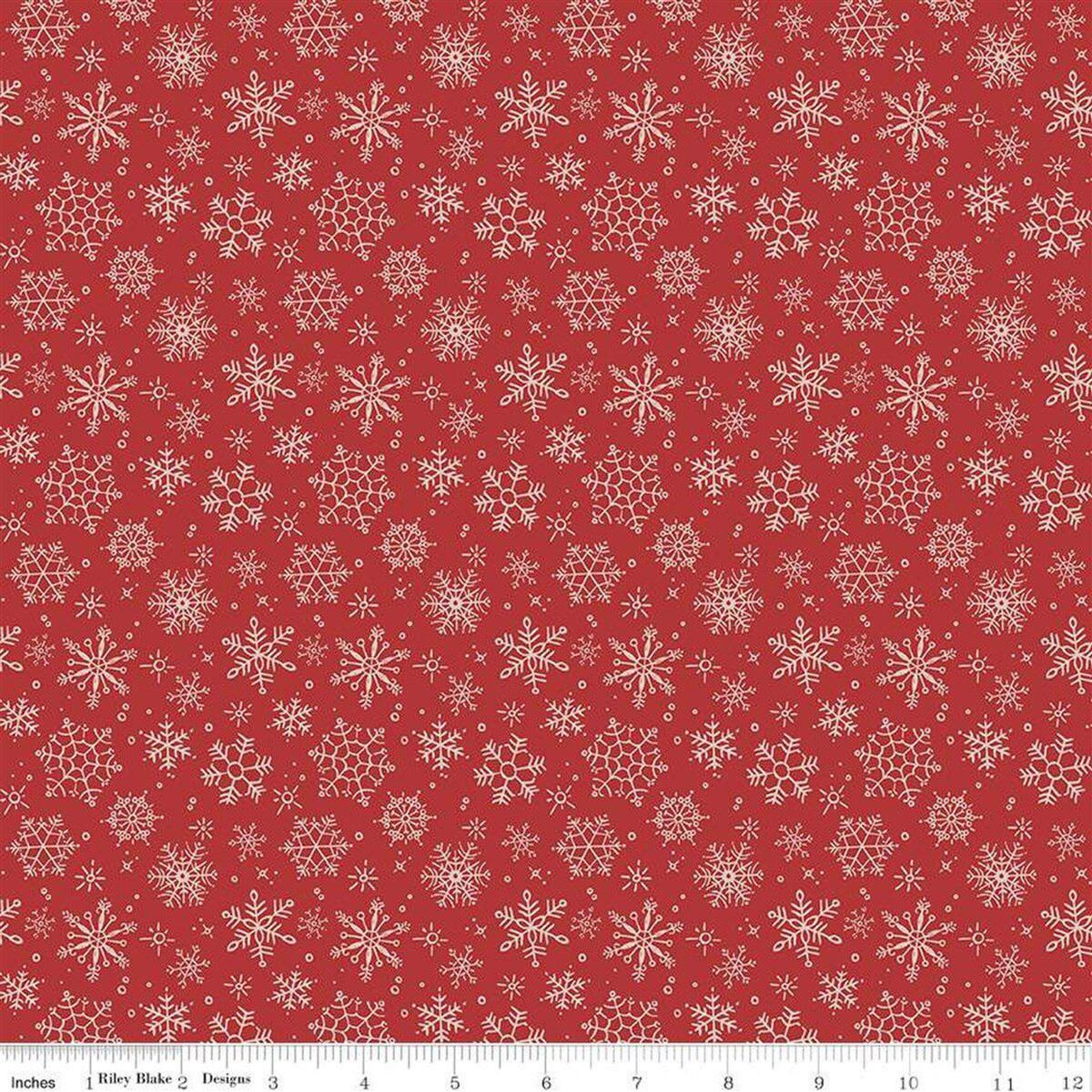 Riley Blake Magical Winterland Slowflake Barn Red Fabric 0.5m ...