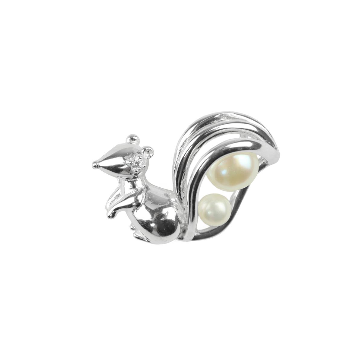925 Sterling Silver Squirrel Pendant Approx 20x13mm With White ...