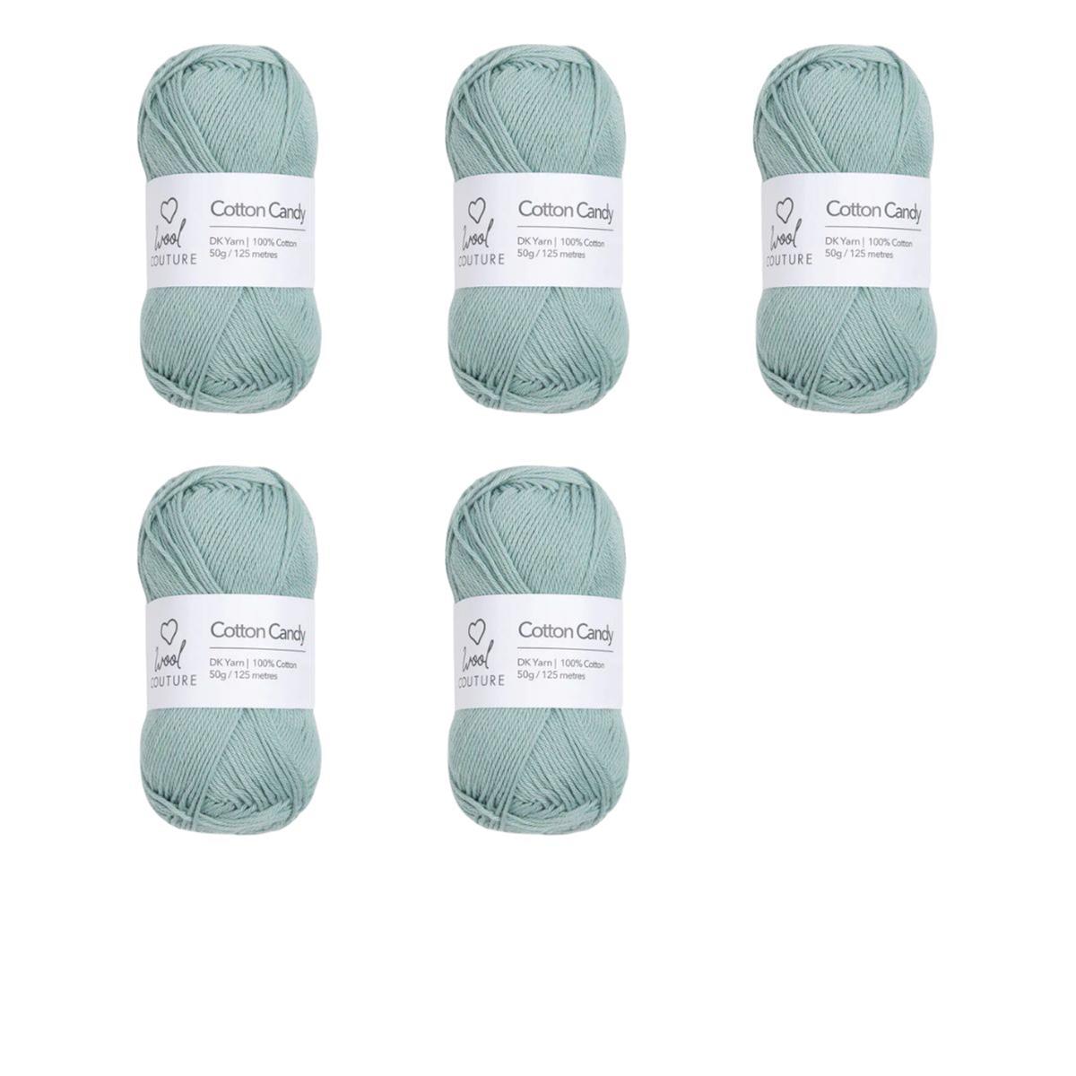 Wool Couture Cream Cotton Mint Yarn Ball 50g (Pack of 5) With Free ...