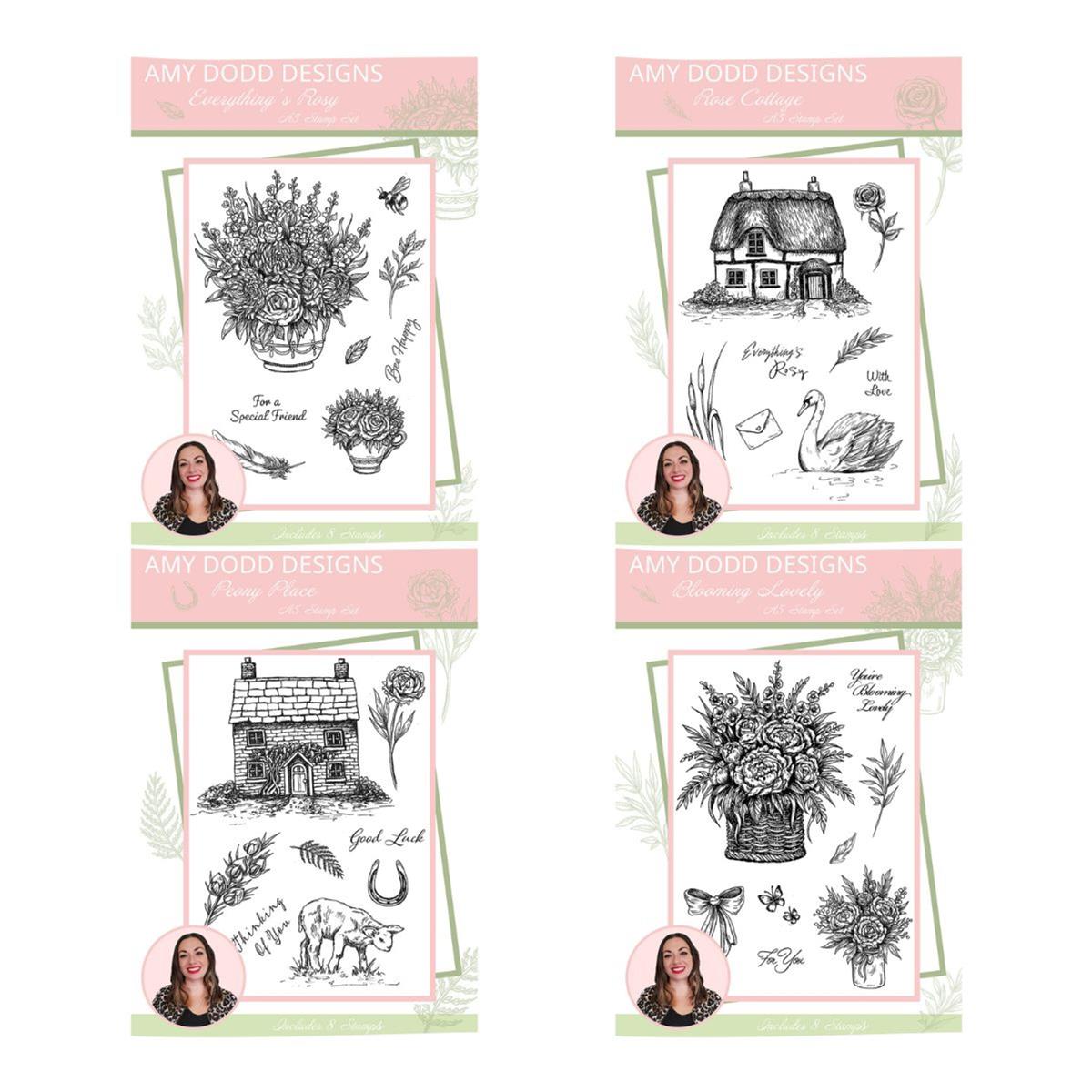 Amy Dodd Designs 4x A5 Stamp Sets, Inc; Peony Place, Rose Cottage ...