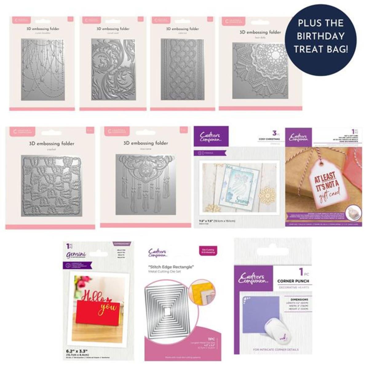 Crafters Companion - 3D Texture Embossing Folders with FREE Birthday ...