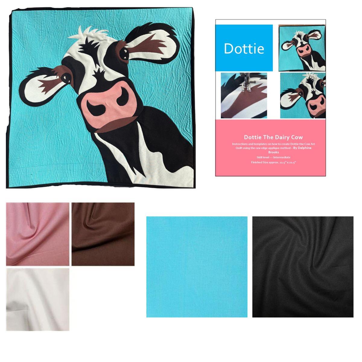 Delphine Brooks' Dottie the Dairy Cow Textile Art Wall Hanging Kit: Instructions, Fabric (1m ...