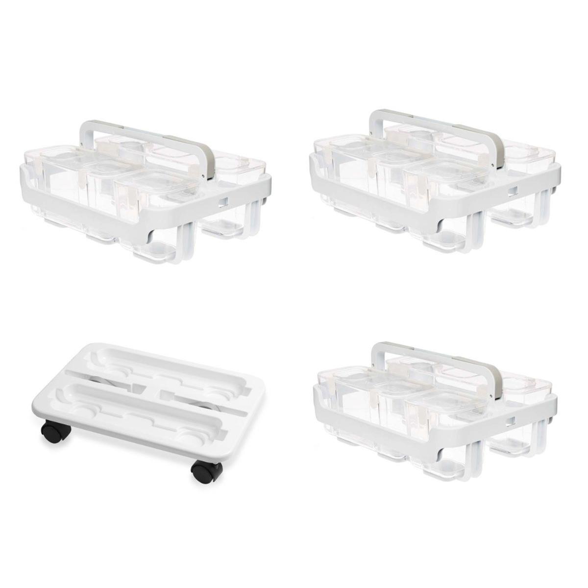 Deflecto 3x Stackable Caddy Organisers & Stack N Go Caddy Wheel Base ...