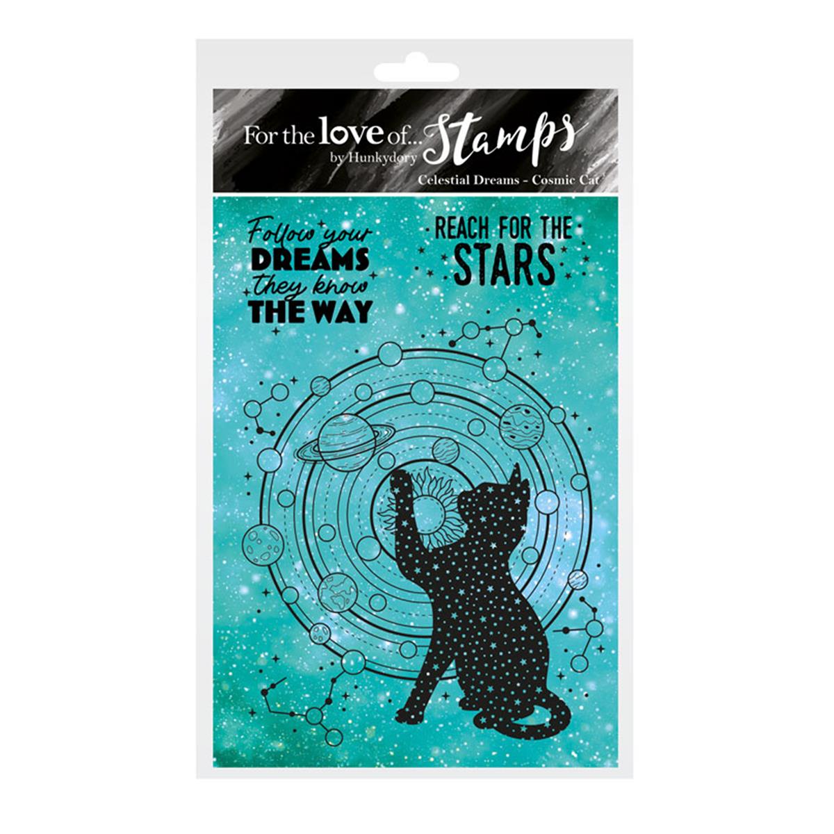 For the Love of Stamps - Cosmic Cat A6 Stamp Set | HobbyMaker