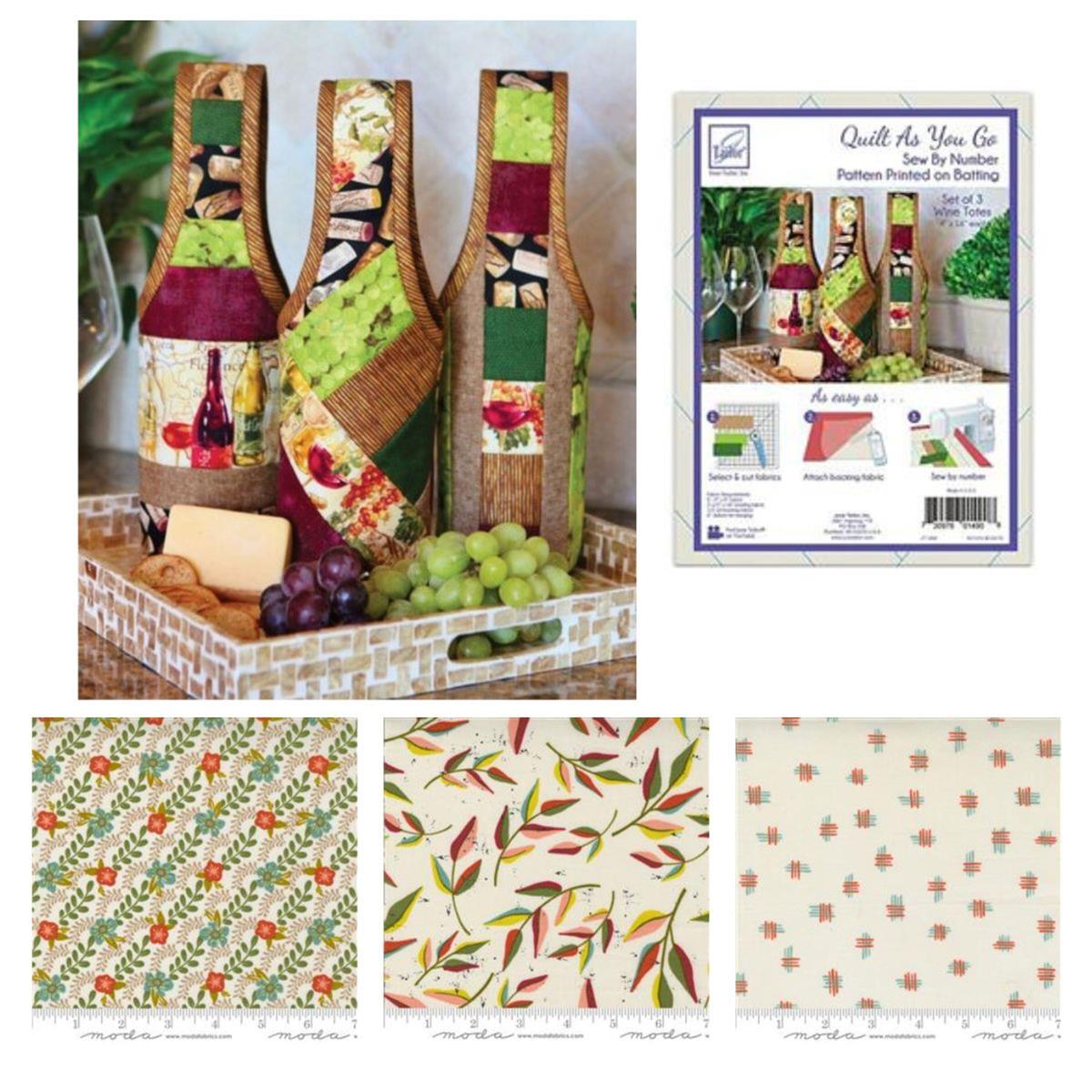 Moda Songbook Cream QAYG Wine Tote Kits: QAYG & Fabric (1.5m ...