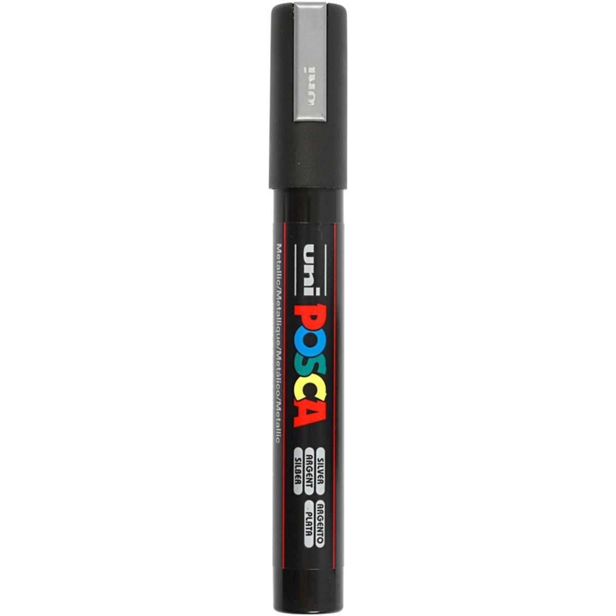 Posca Marker, silver, no. PC-5M, line 2,5 mm, 1 pc | HobbyMaker