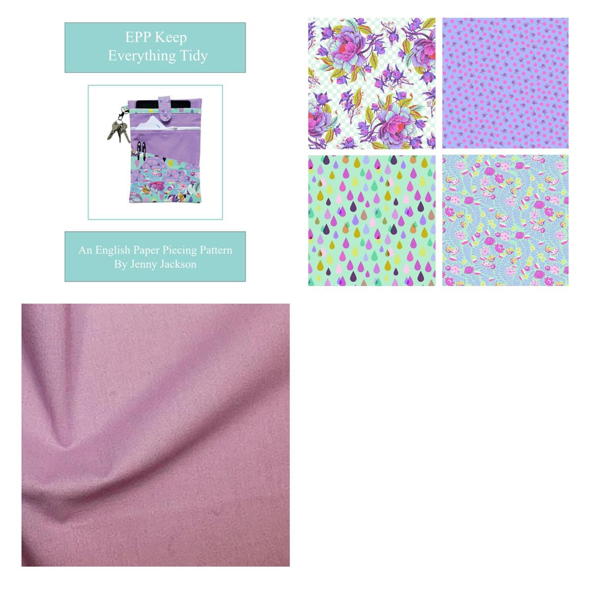 Jenny Jackson EPP Tula Pink Notebook Holder Kit: Pattern, Paper Pieces ...